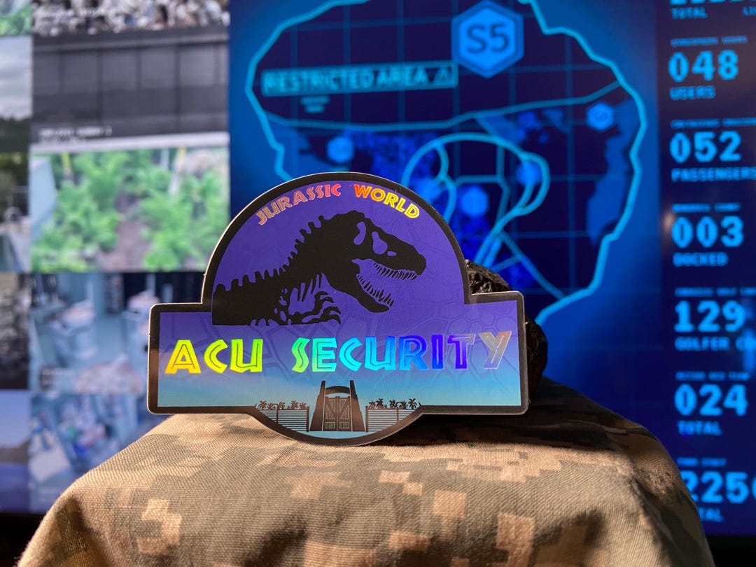 Jurassic World ACU Security Sticker - Etsy