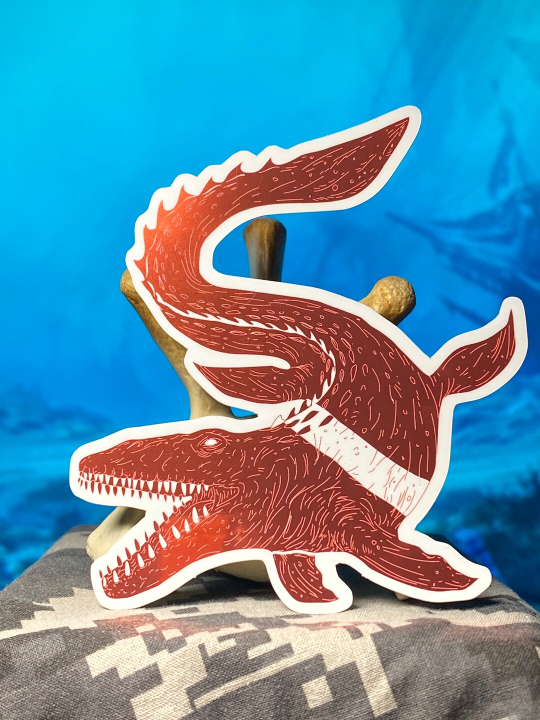 Metallic Mosasaur Diver Sticker - Etsy