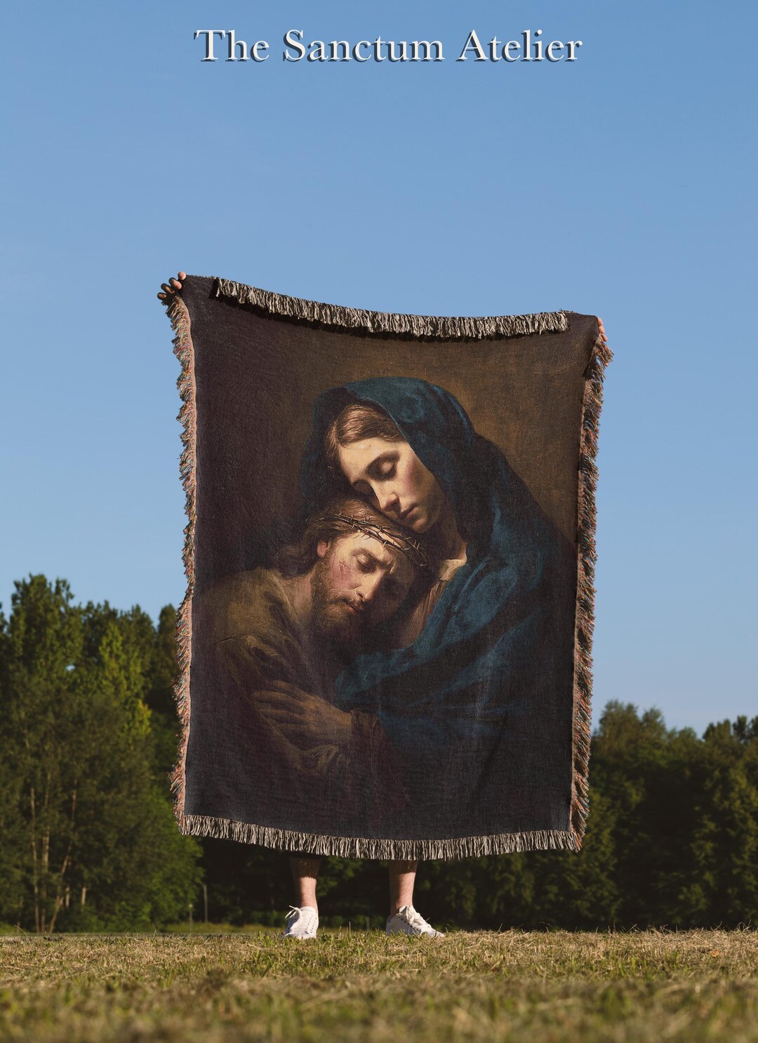 Mater Consolans – Woven Blanket | Pieta Tapestry Home Décor | Sacred ...