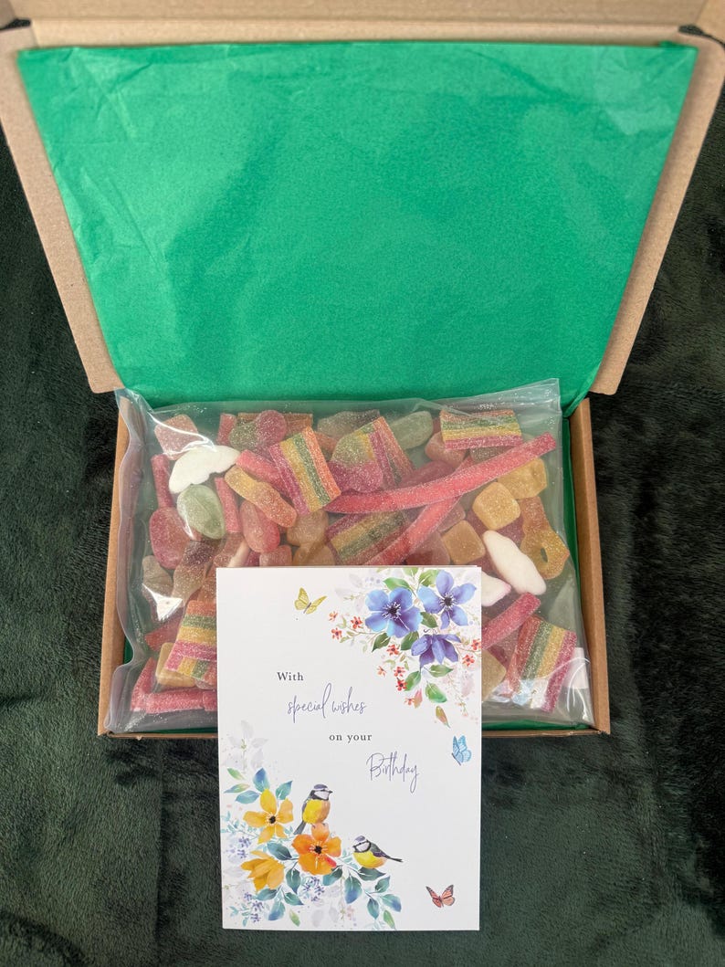 Personalised Birthday Sweet Box, Fizzy Jelly Pick & Mix Sweets Hamper ...