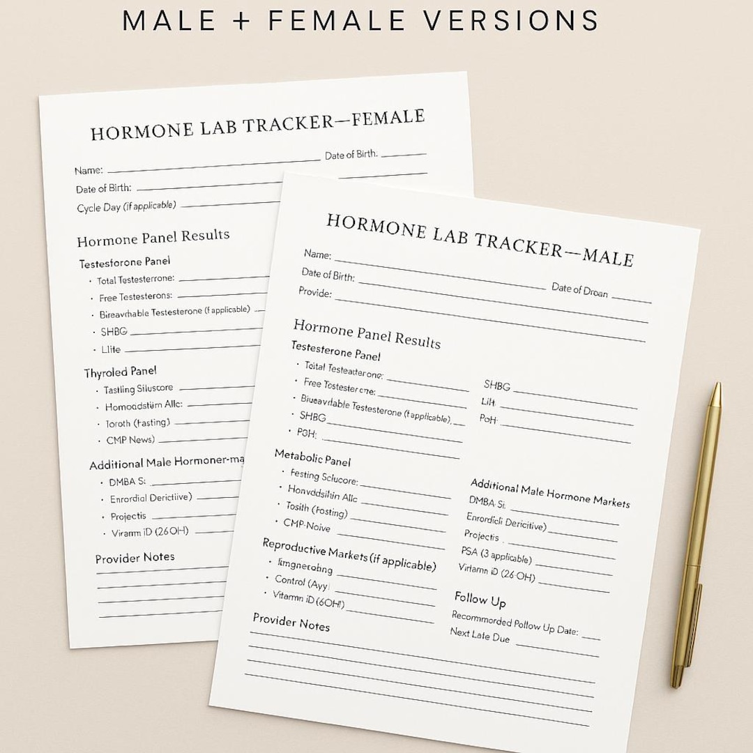 Hormone Lab Tracker Bundle — Male & Female Versions | HRT Lab Results ...