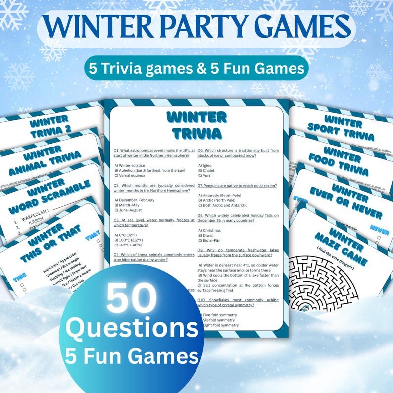 Printable Winter Trivia Quiz | Winter Party Games for Family & Kids ...