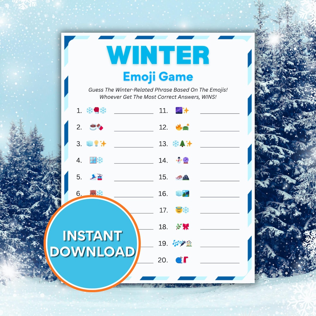 Winter Emoji Game Printable | Emoji Quiz Game, Family & Kids Party Game ...