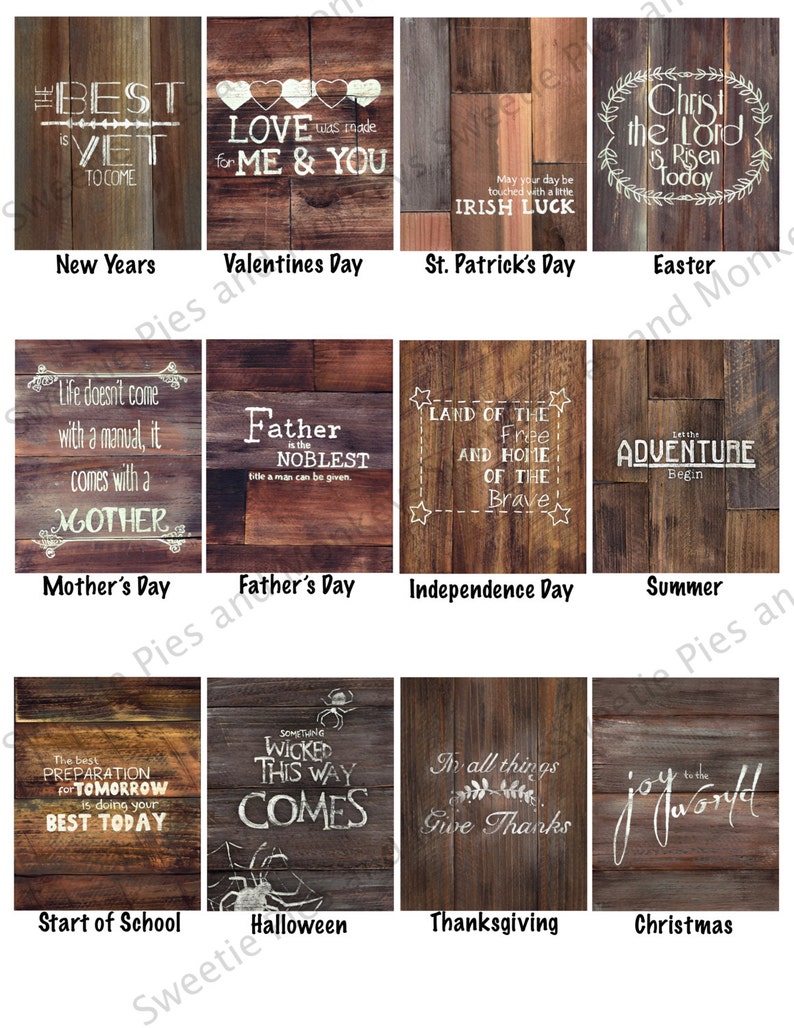 Holiday Barn Board printables. Hand Painted signs for each | Etsy