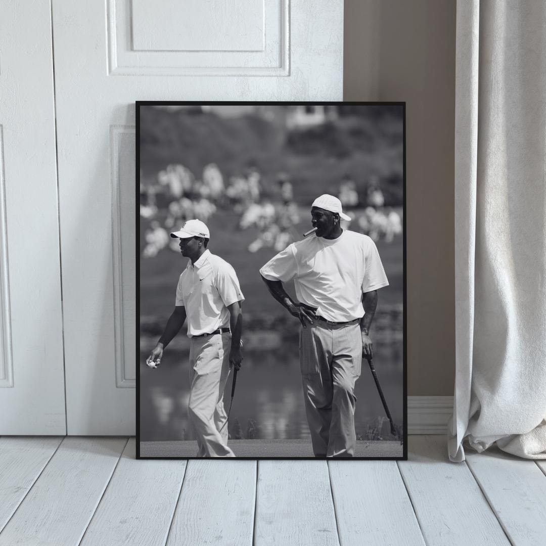 Tiger Woods & Michael Jordan Golf Print, Black and White Sports Art ...
