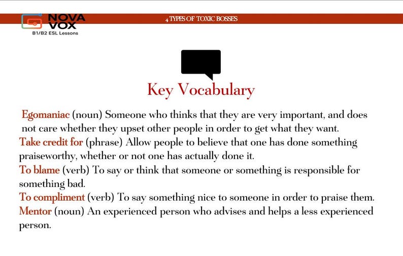 Nova Vox ESL | 4 Types of Toxic Bosses - Etsy