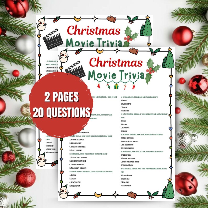 Christmas Movie Trivia Game Printable | Holiday Movie Trivia Quiz ...