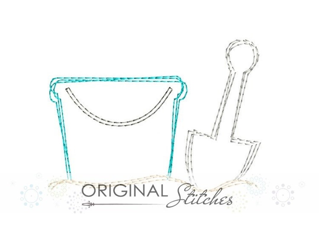 Beach Sand Pail and Shovel Quick Stitch Machine Embroidery Design File ...