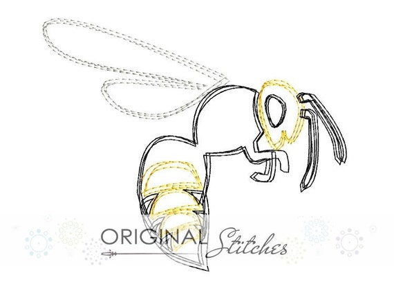 Quick Stitch Yellow Jacket Embroidery Digitized Digital Design | Etsy