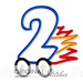 Number 2 Racing Flames Second Birthday Applique and Embroidery ...