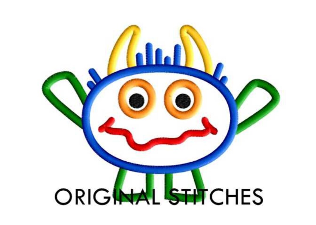 Monster Applique and Machine Embroidery Digital Design File 4x4 5x5 5x7 ...