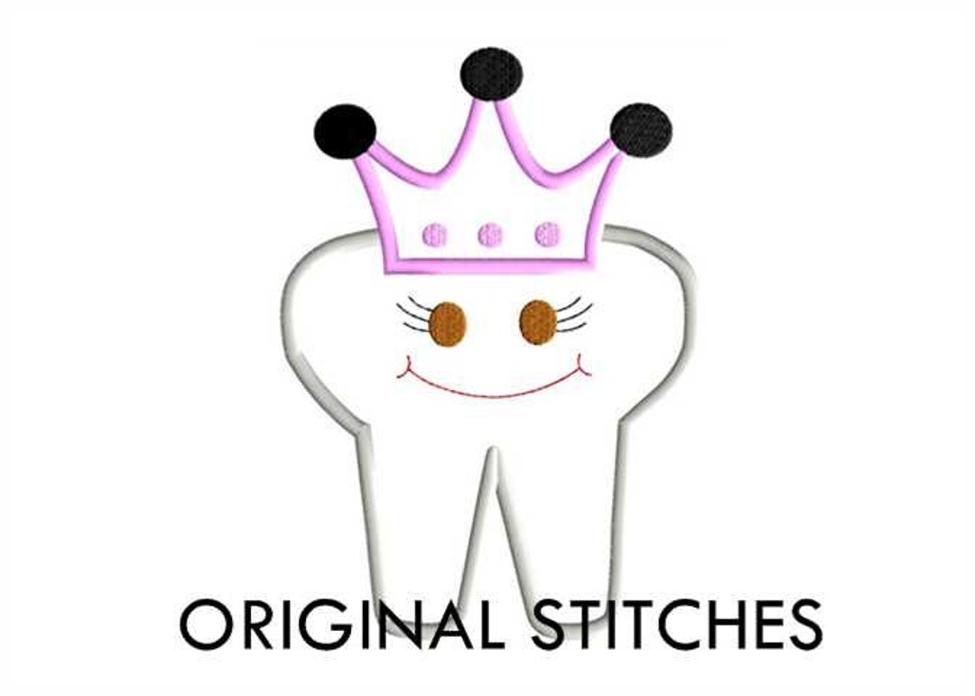 Princess Tooth Applique and Machine Embroidery Digital Design File 4x4 ...