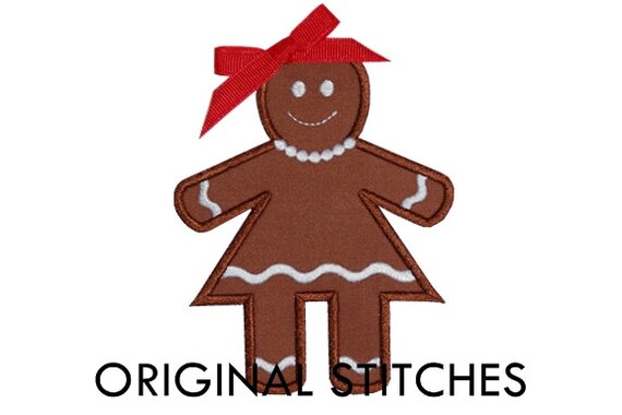 Gingerbread Woman Applique and Embroidery Digital Design File | Etsy