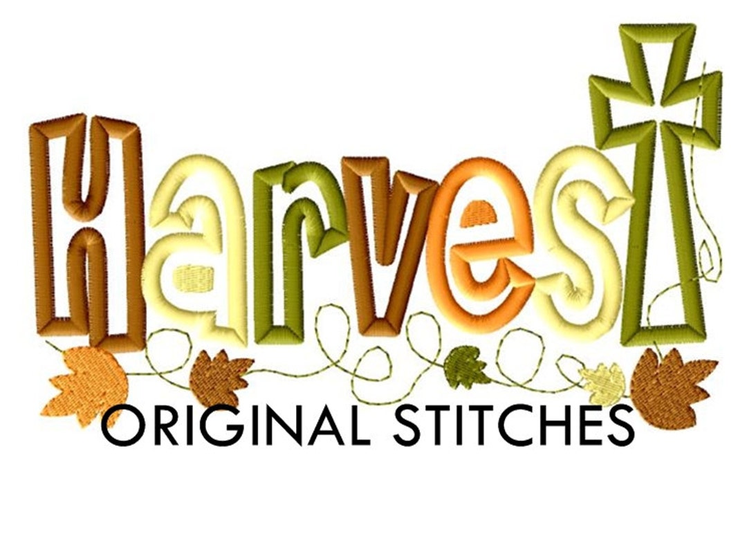 Harvest Cross Fall Thanksgiving Applique and Embroidery Digital Design ...