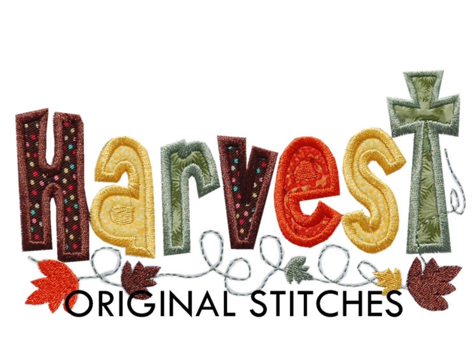 Harvest Cross Fall Thanksgiving Applique and Embroidery - Etsy