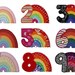 Rainbow Number Set 1 2 3 4 5 6 7 8 9 Applique and Machine Embroidery ...