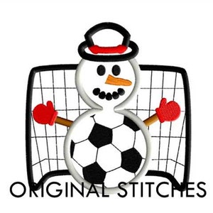 Soccer Snowman Applique and Machine Embroidery Digital Design File 4x4 ...