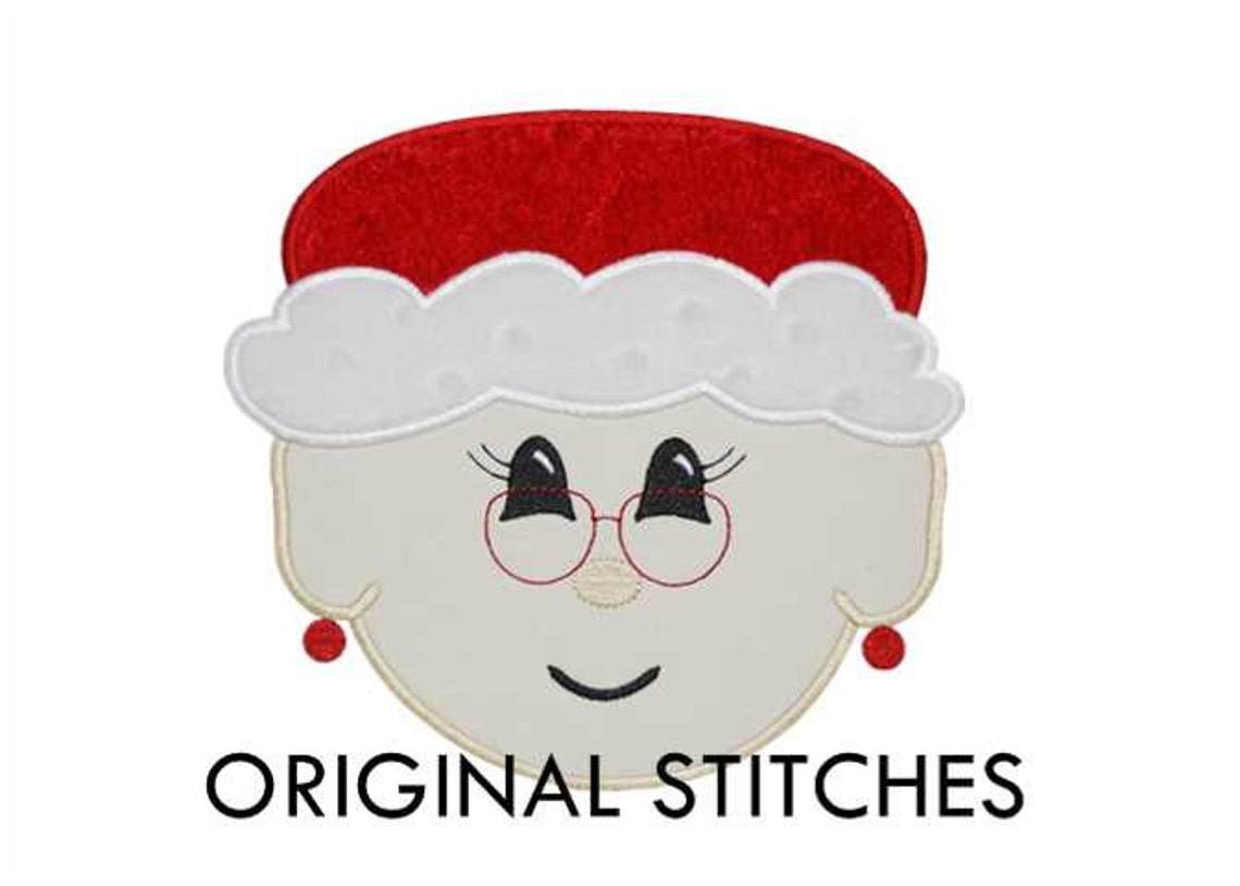 Mrs Claus Face Applique and Machine Embroidery Digital Design | Etsy