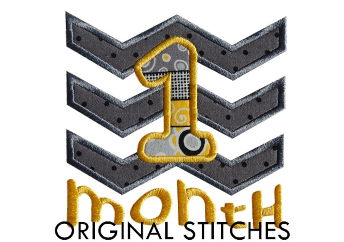 Chevron Monthly Milestones Applique and Embroidery Design File - Etsy