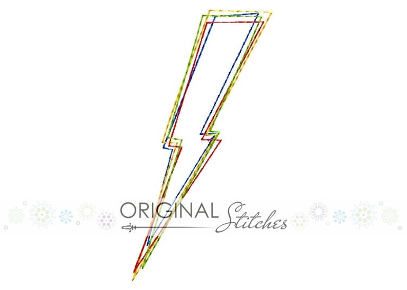 Quick Stitch Lightning Bolt Machine Embroidery Design File 3in, 4in ...