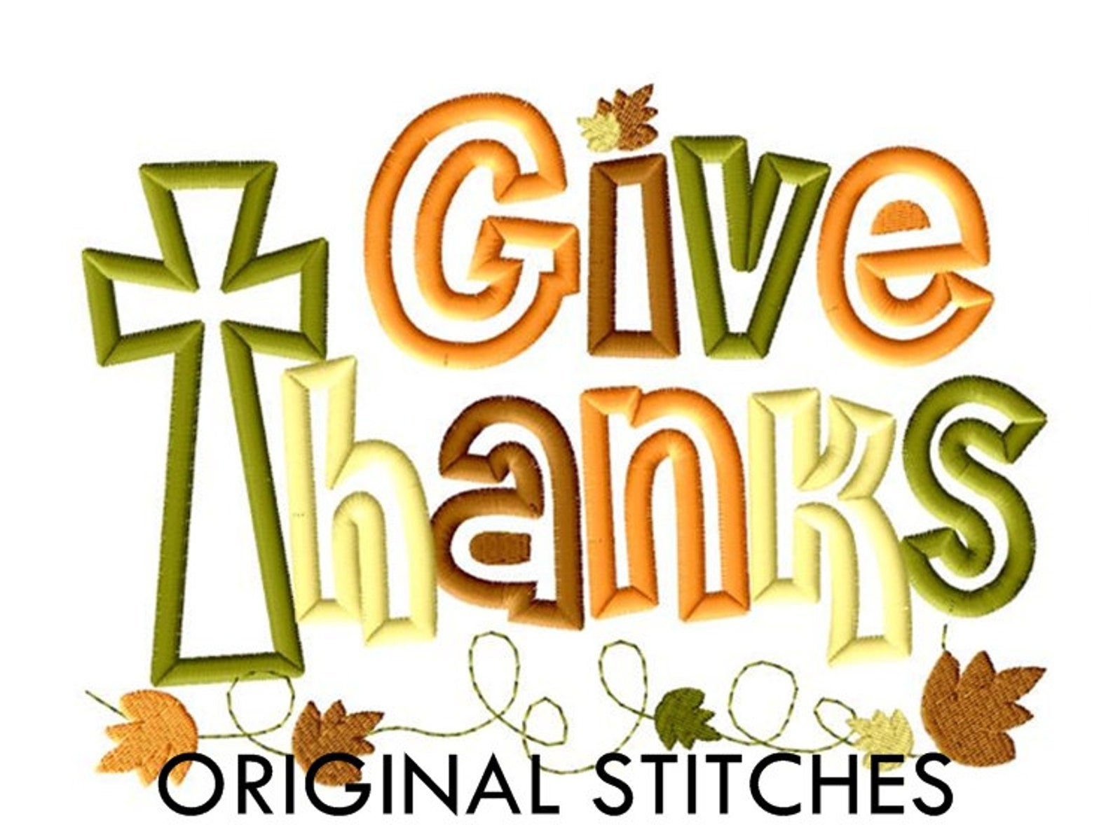 Thanksgiving Give Thanks Cross Applique and Embroidery Digital - Etsy