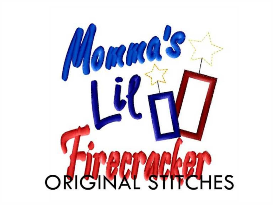Momma's Lil Firecracker With Frayed Stars Applique and Machine ...