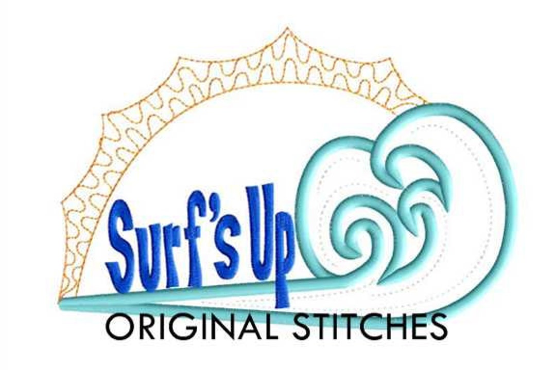 Surf's up Wave Applique and Machine Embroidery Design File 5x7 6x10 - Etsy