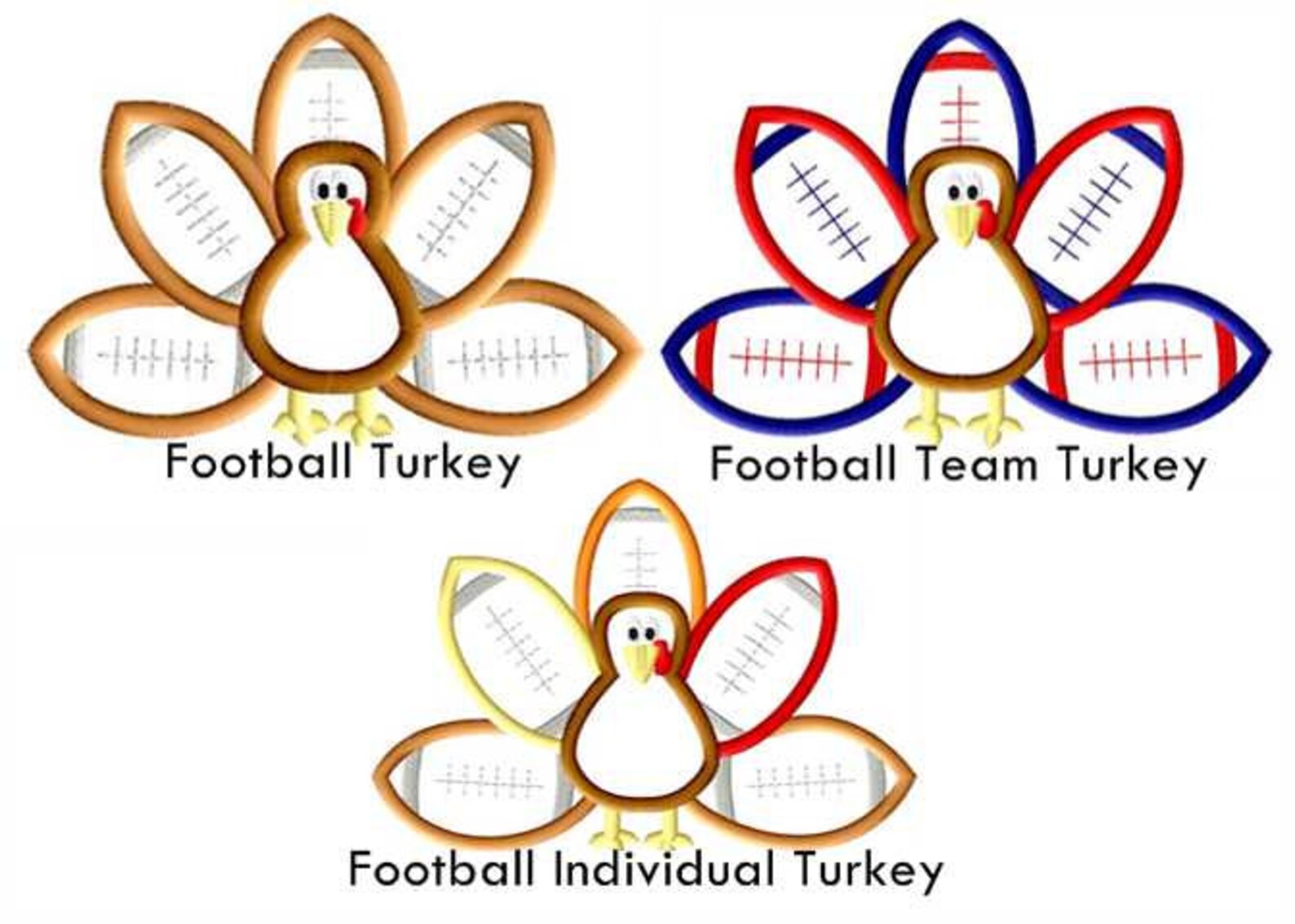 Football Turkey Applique and Machine Embroidery Digital Design - Etsy