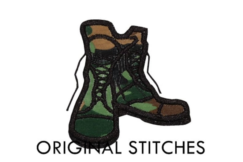 Traditional Military Combat Boots Applique and Embroidery Design File ...
