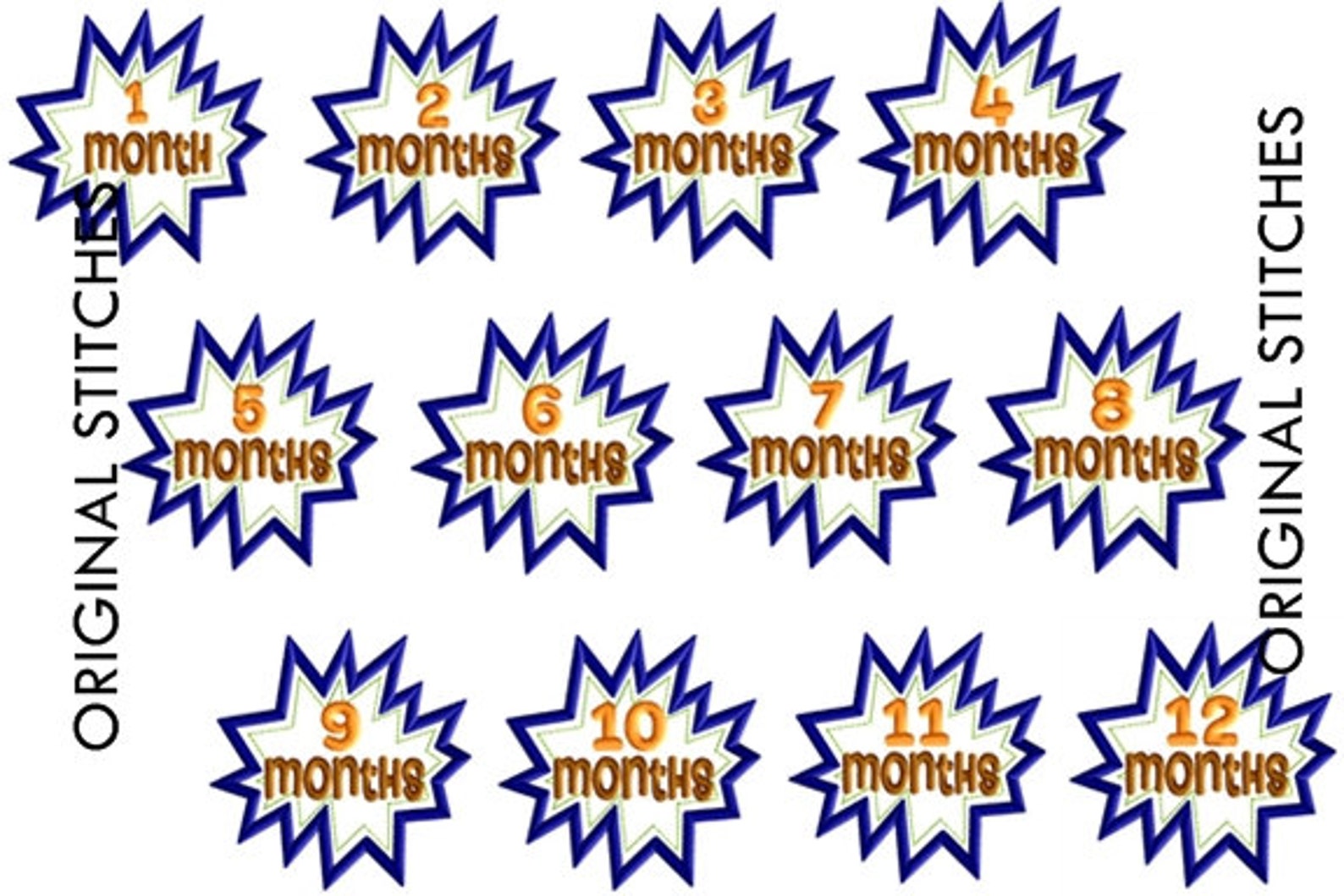 Action Bubble Patch Monthly Milestones Applique and Embroidery Design ...