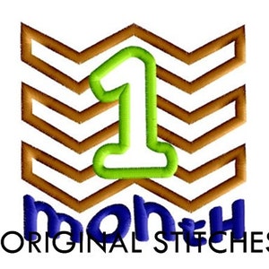 Chevron Monthly Milestones Applique and Embroidery Design File 4x4 5x7 ...