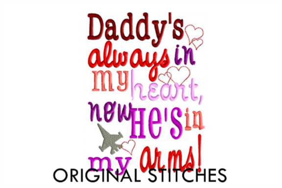 Daddy's Military Deployment TDY Welcome Home Saying Embroidery Digital ...