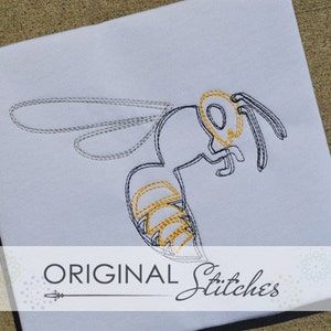 Quick Stitch Yellow Jacket Embroidery Digitized Digital Design File 4x4 ...