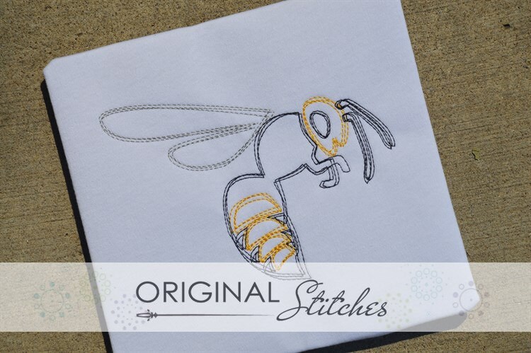 Quick Stitch Yellow Jacket Embroidery Digitized Digital Design File 4x4 ...
