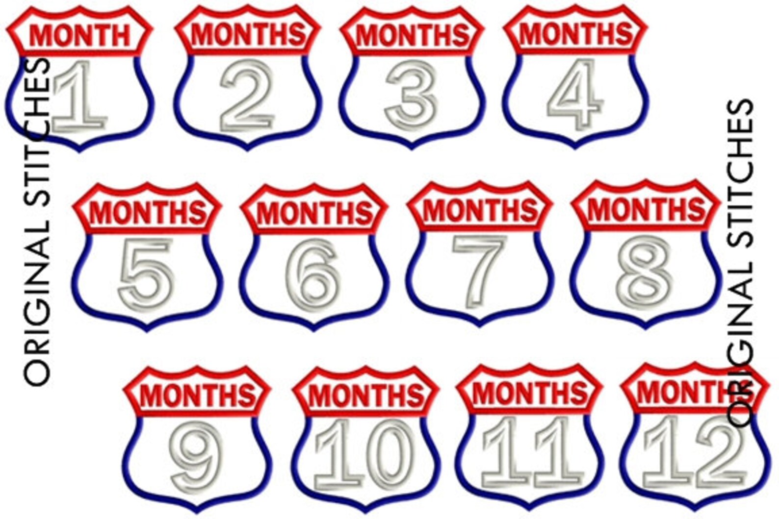 Route Patch Monthly Milestones Applique and Embroidery Digitized Design ...