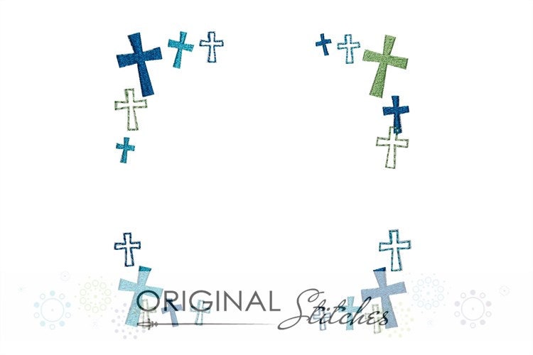 Cross Font Frame and Embroidery Digitized Digital Design File 4x4 5x7 ...