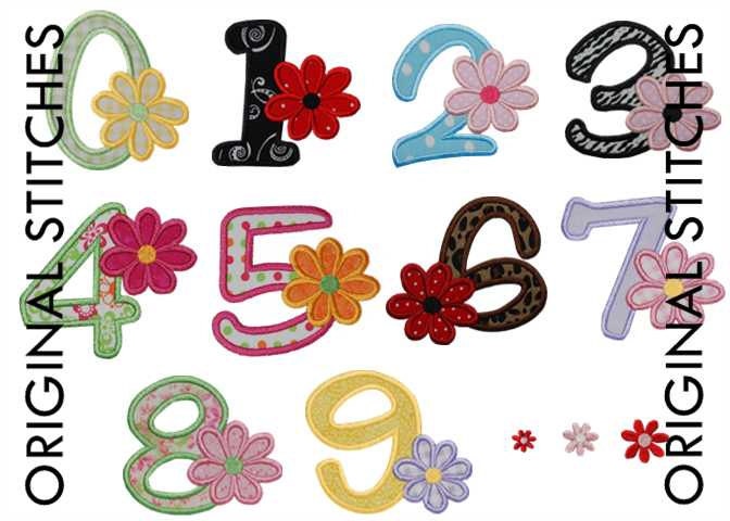 Daisy Number Set 1 2 3 4 5 6 7 8 9 0 Applique and Machine - Etsy