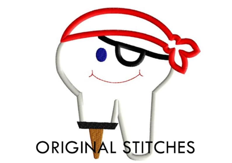 Pirate Tooth Applique and Machine Embroidery Digital Design File 3x3 ...