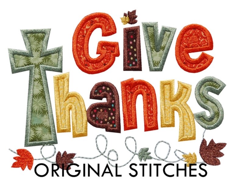 Thanksgiving Give Thanks Cross Applique and Embroidery Digital - Etsy