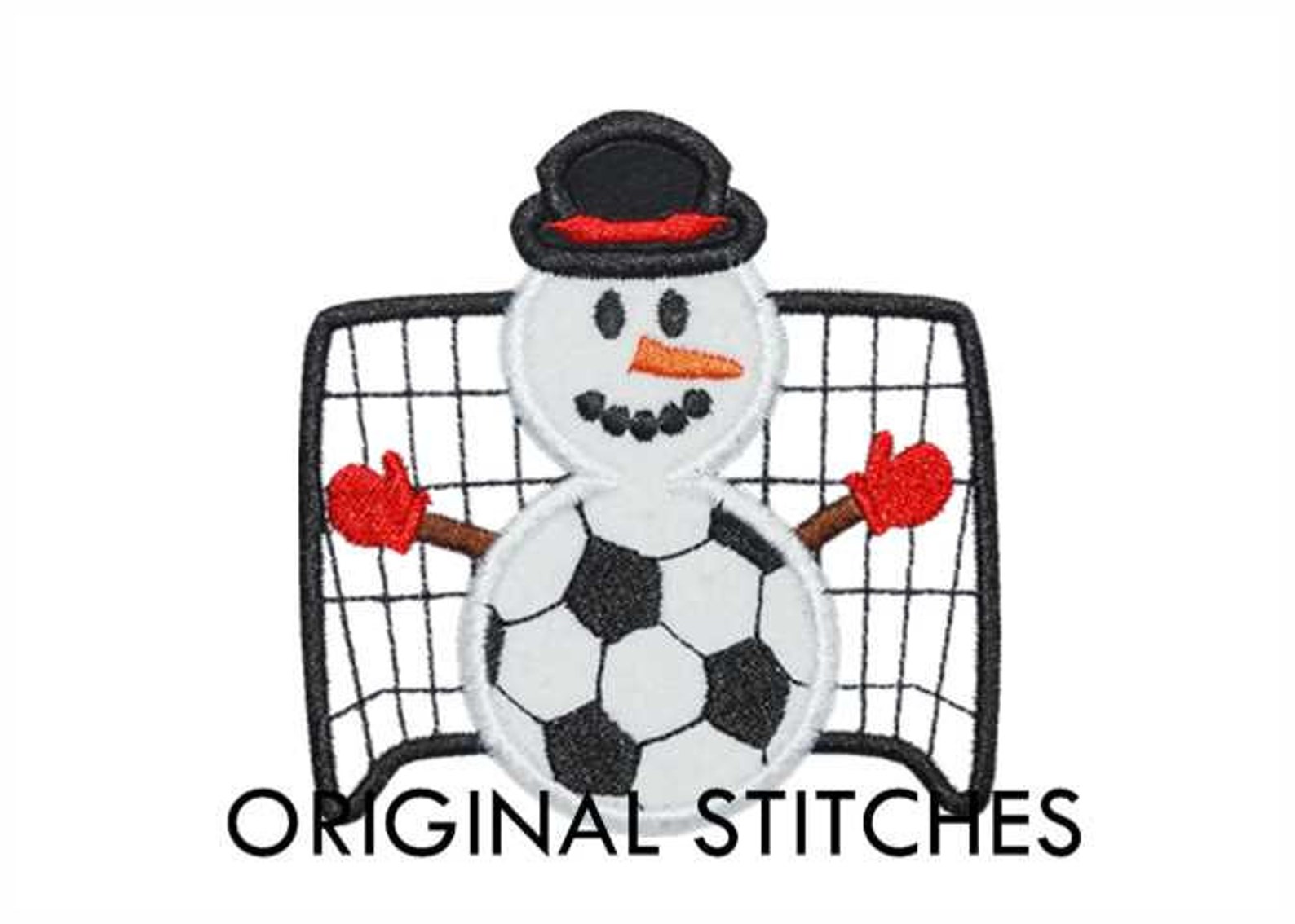 Soccer Snowman Applique and Machine Embroidery Digital Design File 4x4 ...