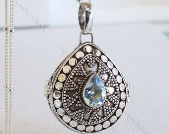 Blue Locket Necklace - Etsy