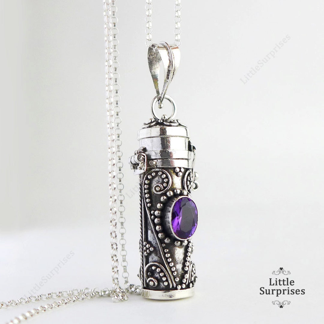 30mm Purple Amethyst Tube Container Locket Sterling Silver - Etsy