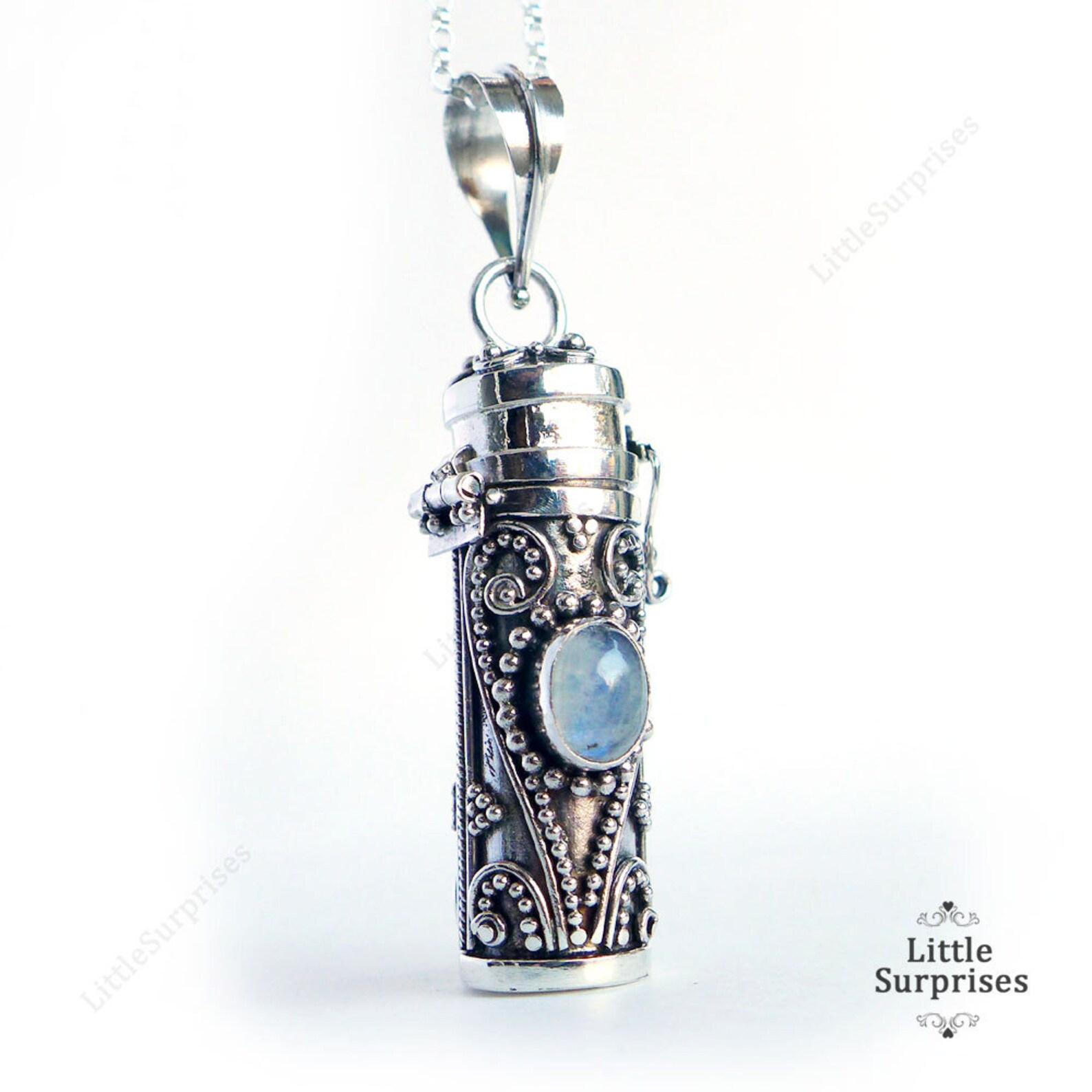 30mm Rainbow Moonstone Tube Container Locket Sterling Silver - Etsy