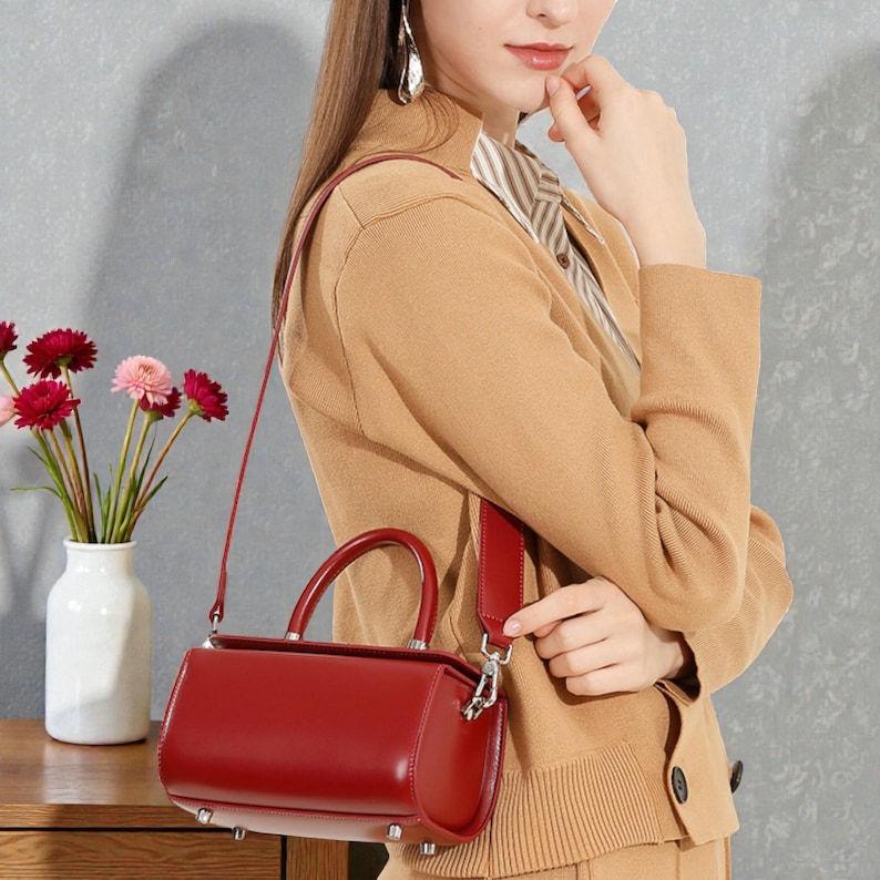 Small Leather Box Bag | Cowhide Shoulder Crossbody Bag - Etsy