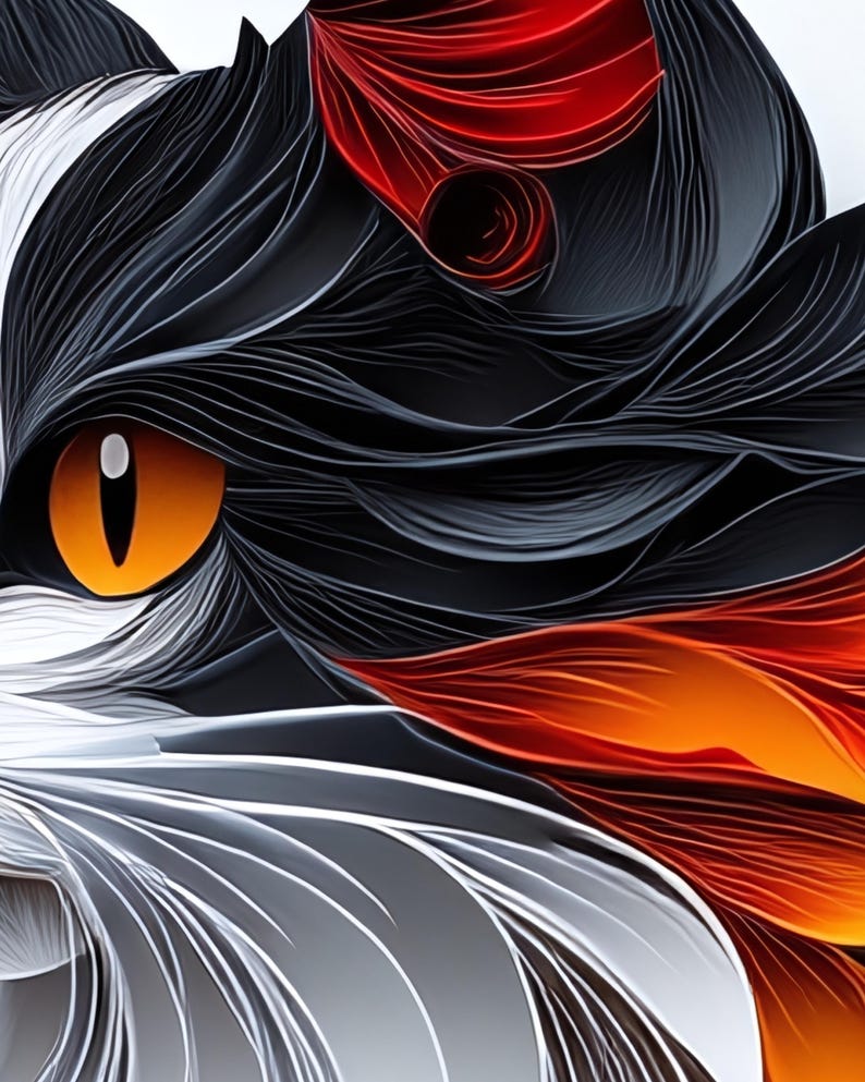 18 Papercut Cat Wall Art Prints, Layered Paper Cut Cat Set, Black ...