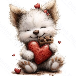 Whimsical Valentine Animals Clipart Set, 52 Cute PNG, Kawaii Animal ...