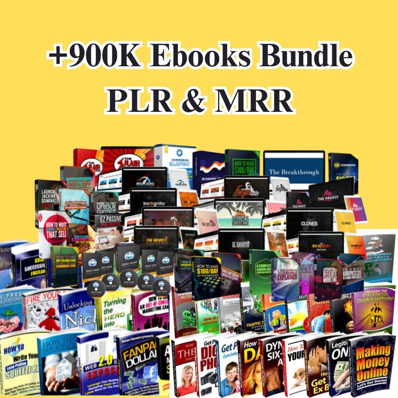 900K+ Ebook PLR MRR Bundle: Resell & Profit - 100+ Genres - Etsy