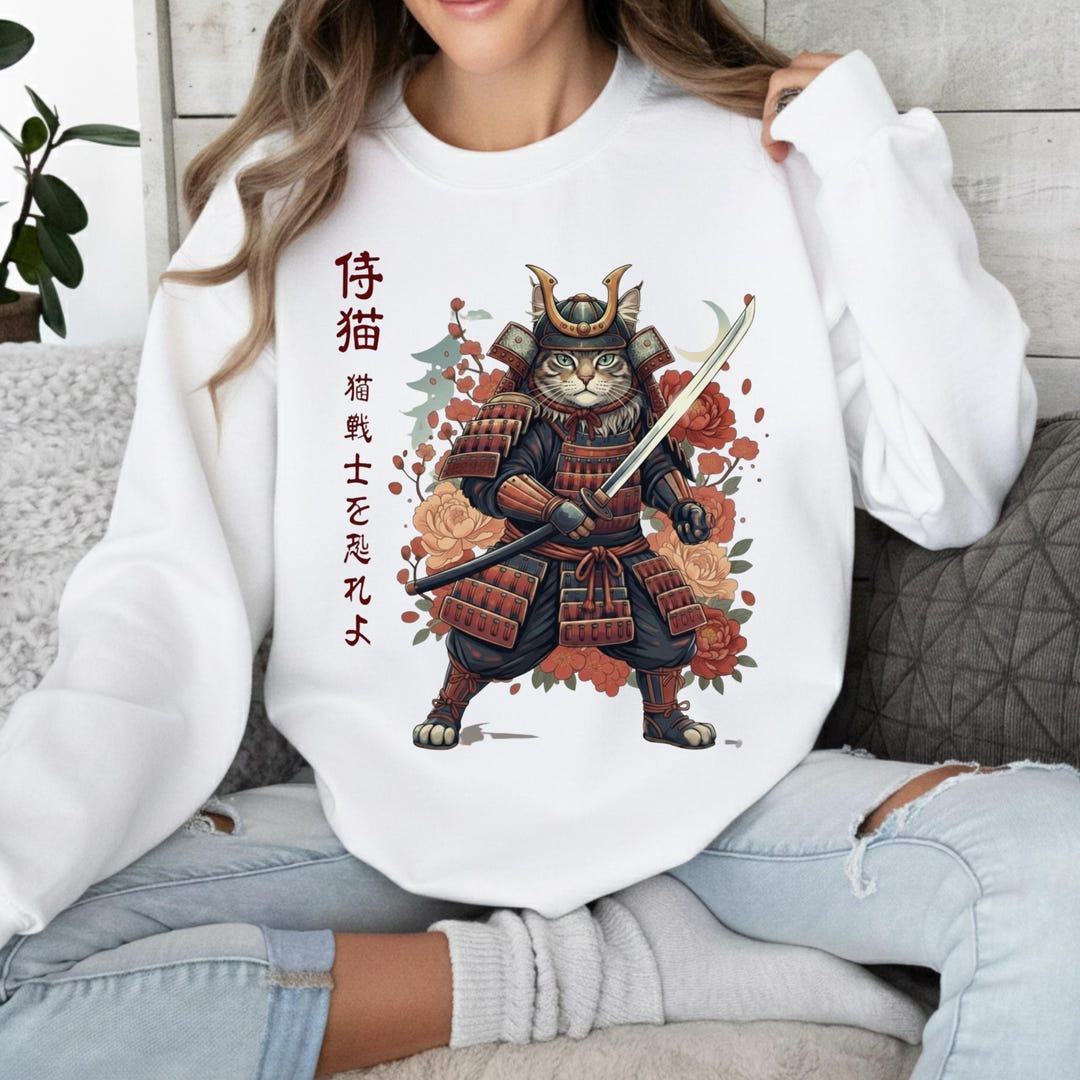 Samurai Fox Valentine Shirt, Japanese Love Warrior Sweatshirt, Kitsune ...