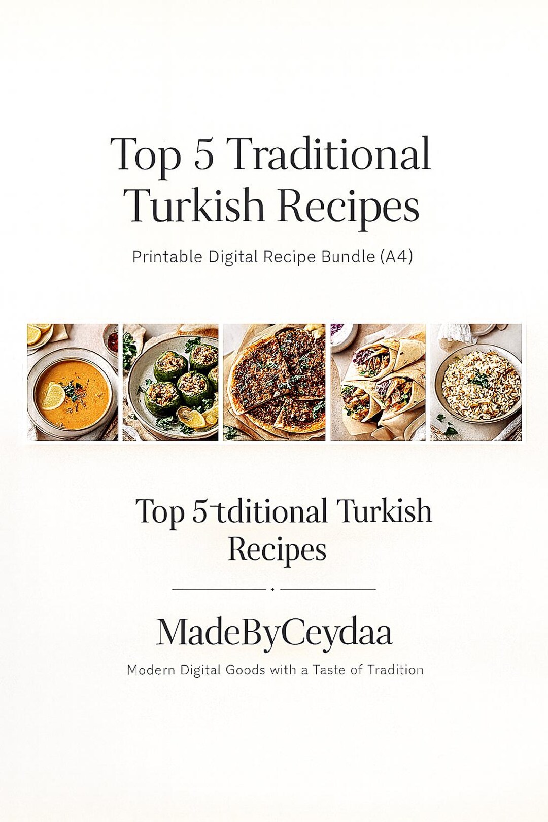 Turkish Recipe Bundle | 5 Traditional Recipes | Printable A4 Cookbook ...