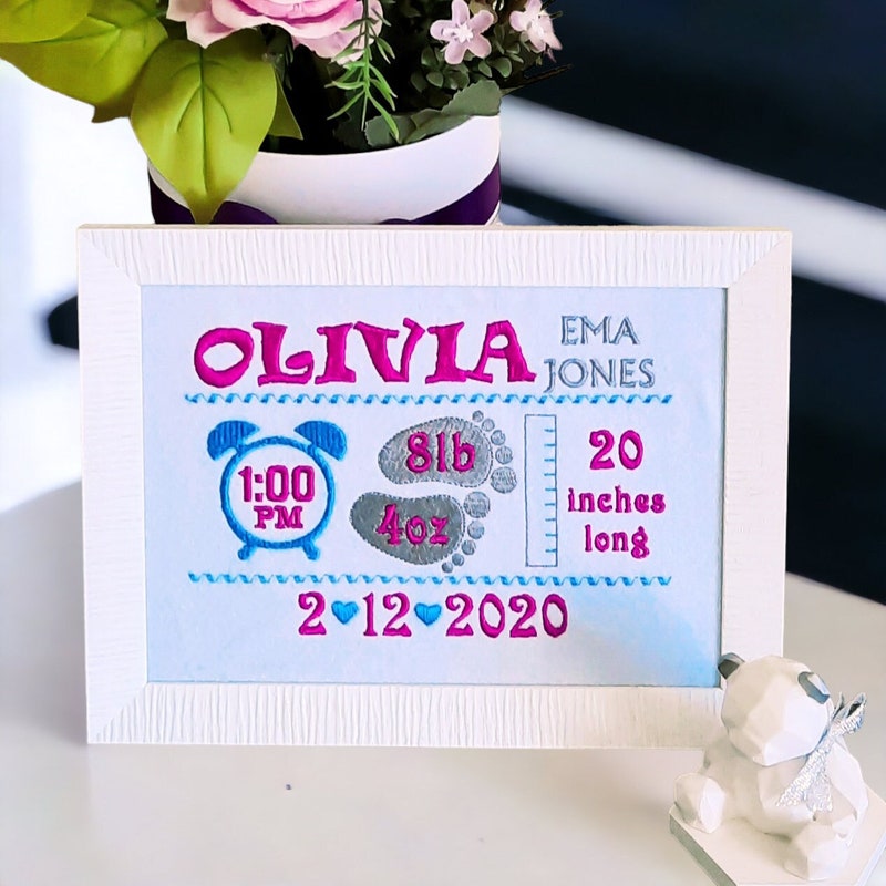 Embroidery Birth Announcement - Etsy